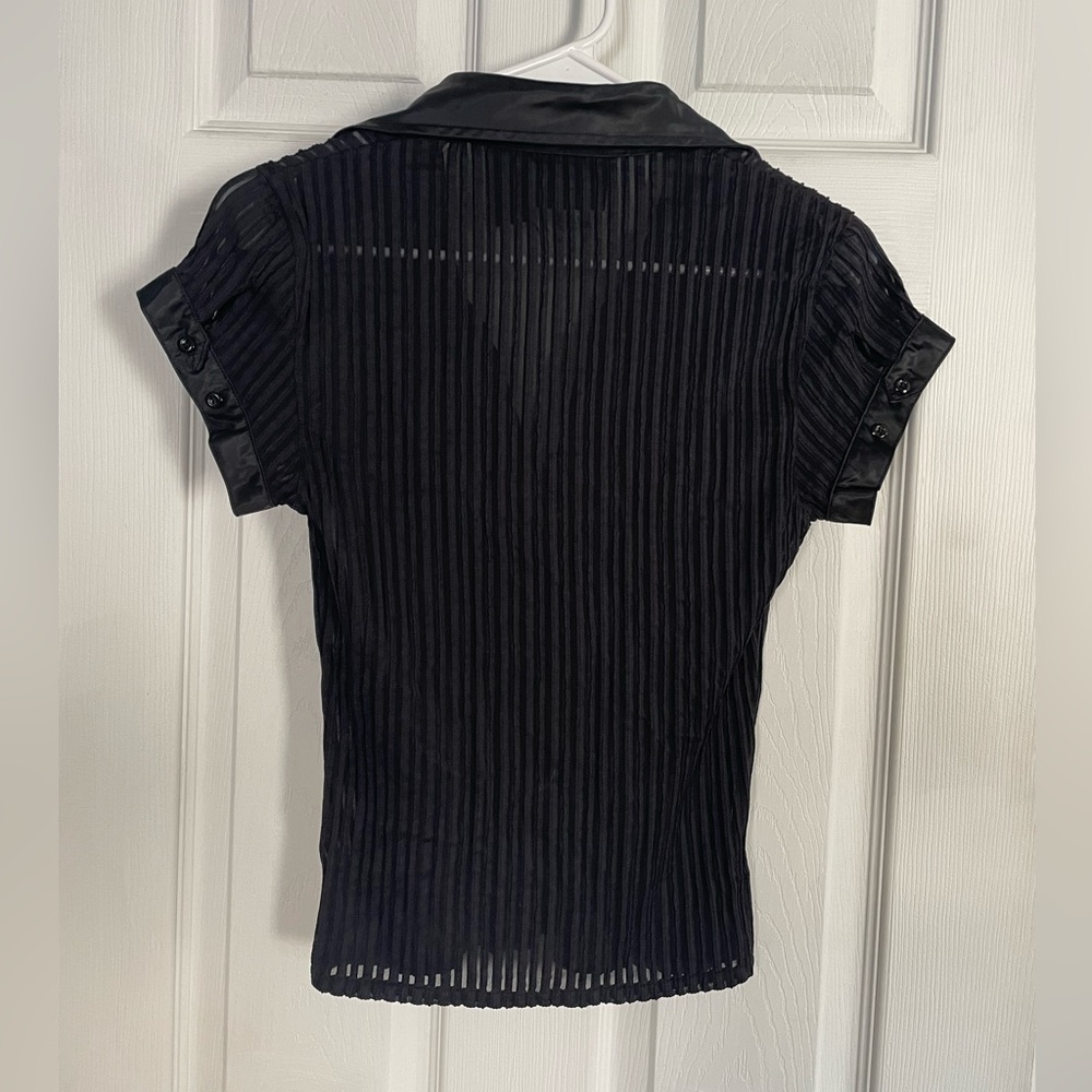 Harley Davidson Semi Sheer Pinstripe Short Sleeve Y2k… - Gem